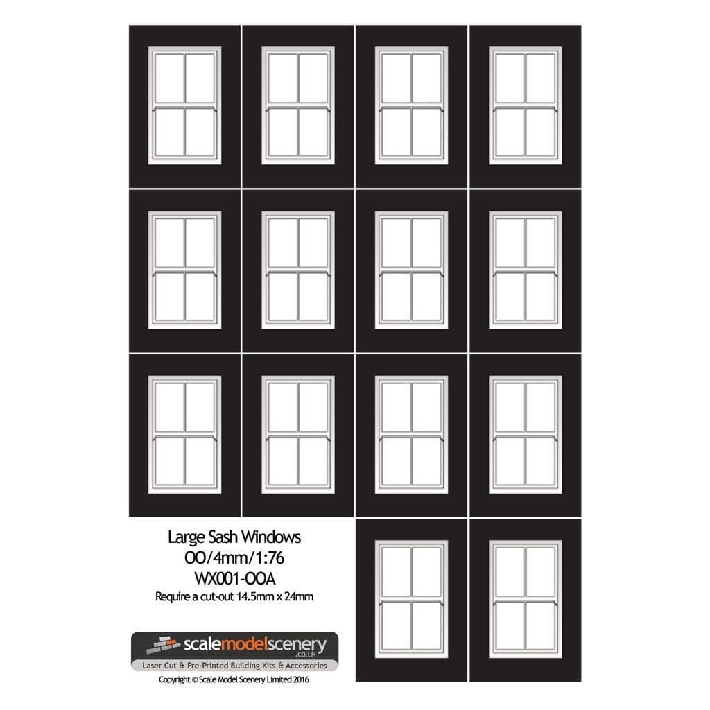 WX001-OO Large Sash Window Sheet OO/4mm/1 76