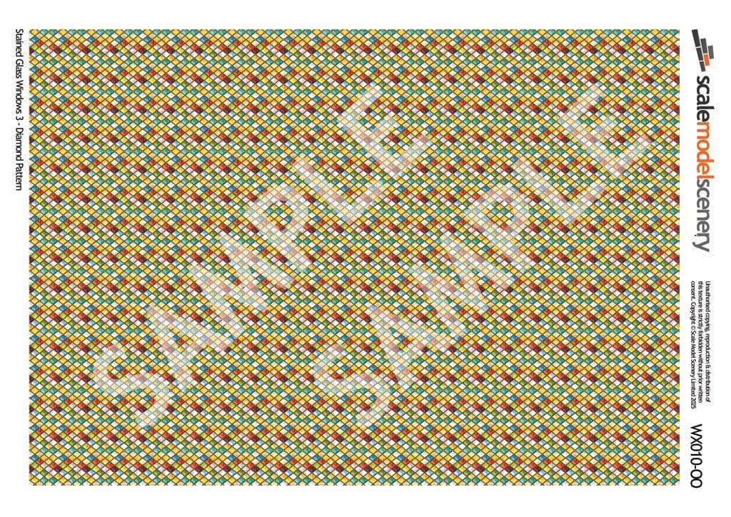 WX010-OO Stained Glass Windows Sheet 3 - Diamond Pattern OO/4mm/1 76