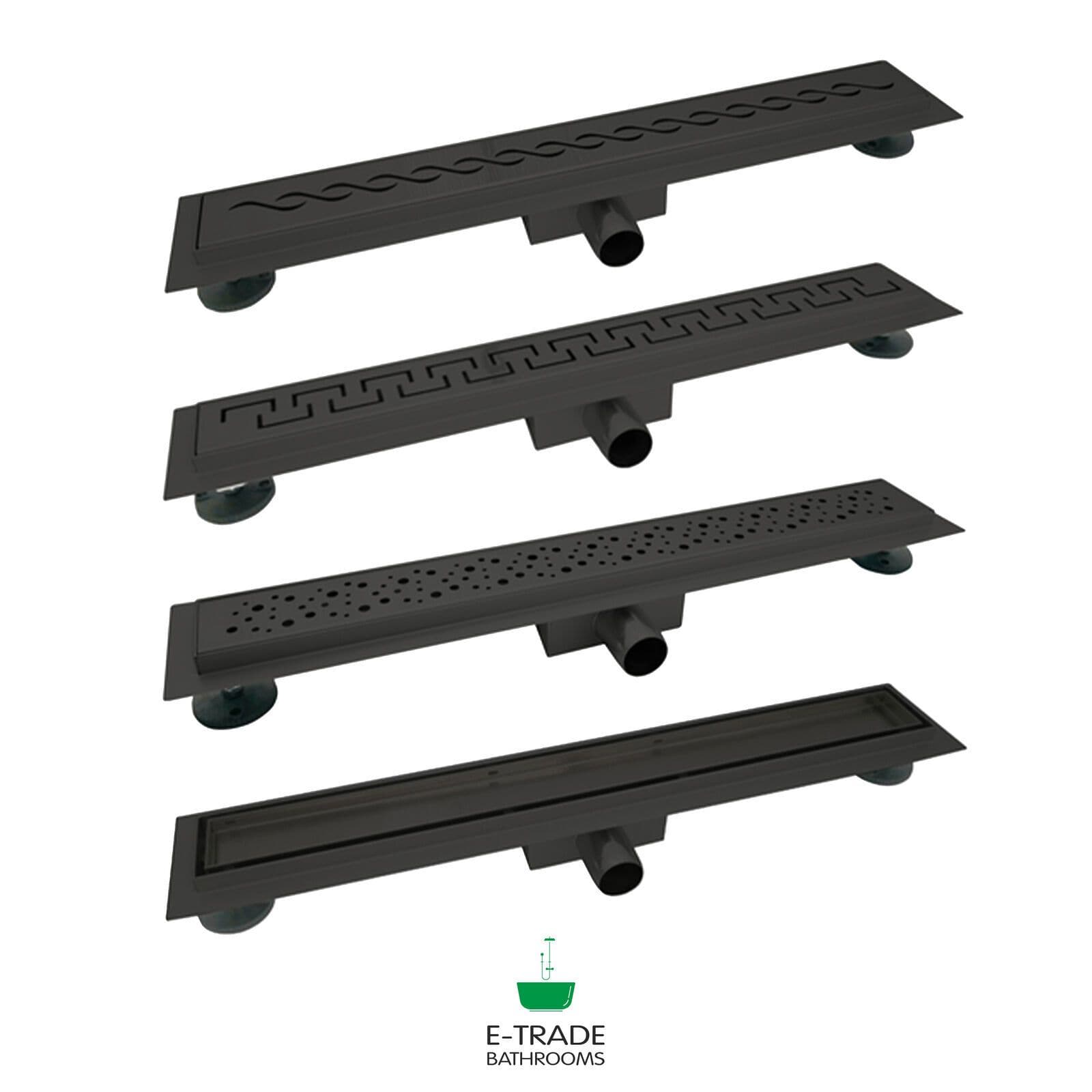 Black Stainless Steel Linear Floor Shower Drain Rectangular Gutter in ...