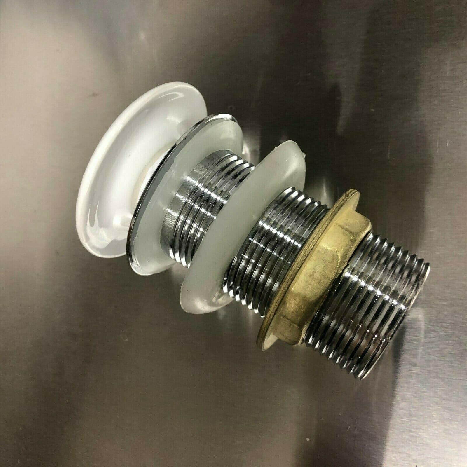 Ceramic White Round Basin Waste CLICK CLACK Pop Up Sink Plug Brass 68mm