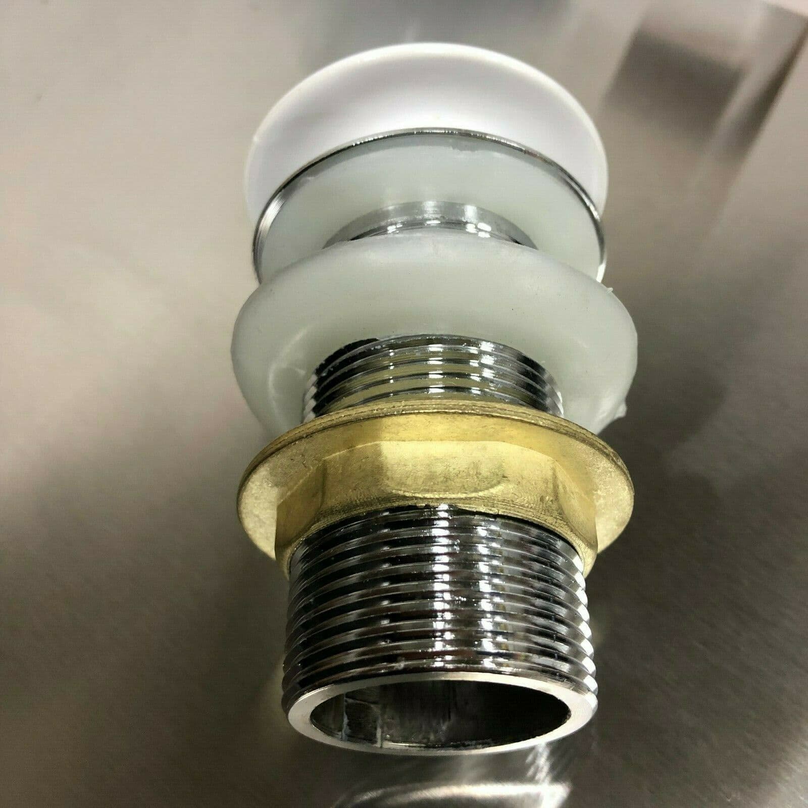 Ceramic White Round Basin Waste CLICK CLACK Pop Up Sink Plug Brass 68mm