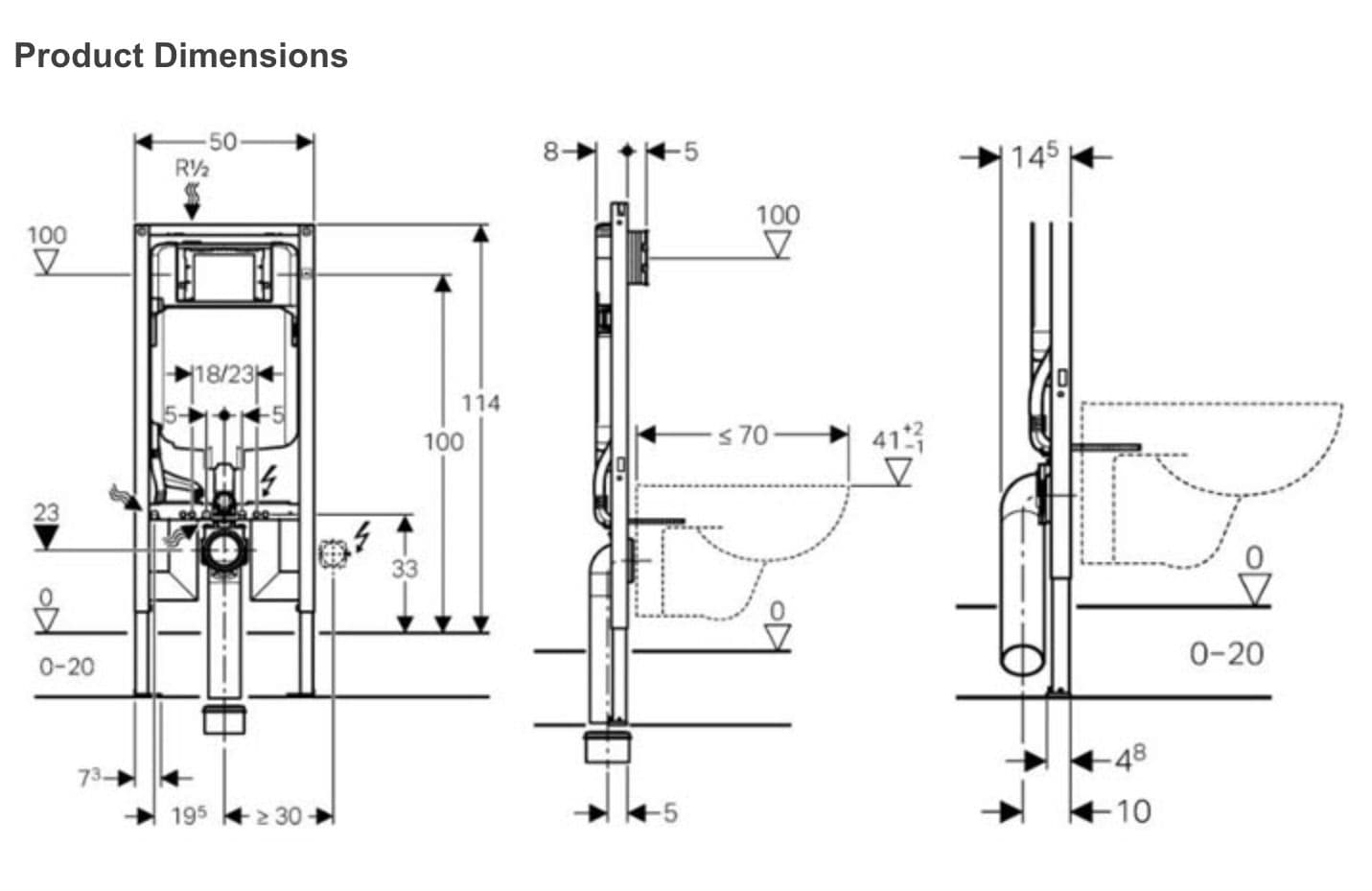 Geberit Duofix 1 12m WC Toilet Frame UP320 Sigma Cistern Wall Brackets ...