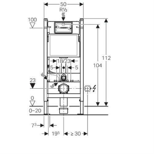 GEBERIT DUOFIX Frame UP100 Wall Hung Rimless WC Toilet Delta Plate ...