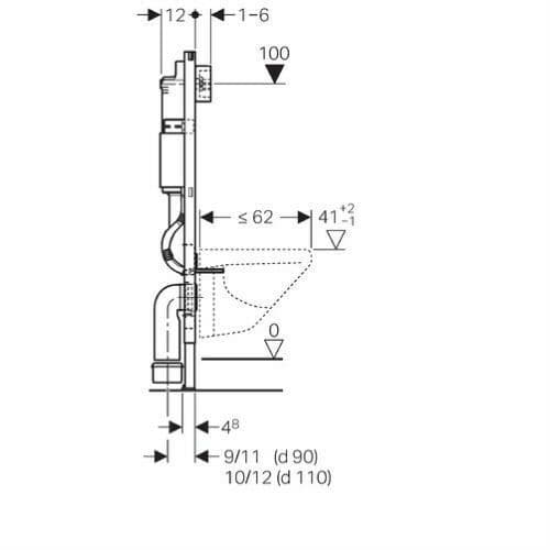 GEBERIT DUOFIX Frame UP100 Wall Hung Rimless WC Toilet Delta Plate ...