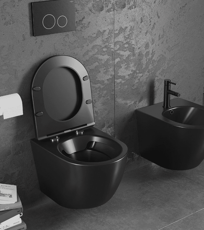 GEBERIT DUOFIX UP100 FRAME FLUSH PLATE DELTA 50 MATT BLACK RIMLESS WC ...
