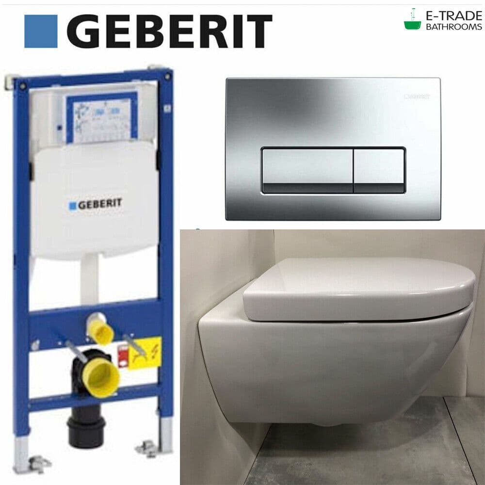 GEBERIT DUOFIX UP100 FRAME FLUSH PLATE RIMLESS SUBWAY COMPACT WC SOFT ...