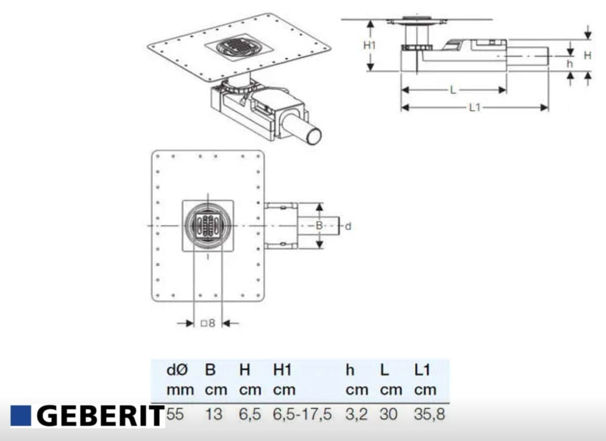 GEBERIT FLOOR SHOWER DRAIN CHROME 154052001
