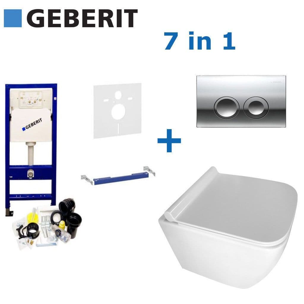 GEBERIT UP100 FRAME FLUSH PLATE WALL HUNG RIMLESS WC SOFT CLOSING SLIM SEAT