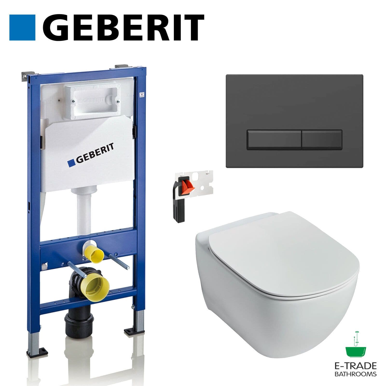 GEBERIT UP100 FRAME MATT BLACK FLUSH PLATE TESI AQUABLADE WALL HUNG ...
