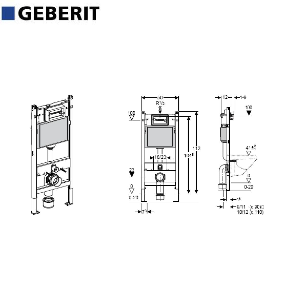 GEBERIT UP100 WC FRAME DELTA 51 PLATE VILLEROY&BOCH SUBWAY SOFT CLOSING ...