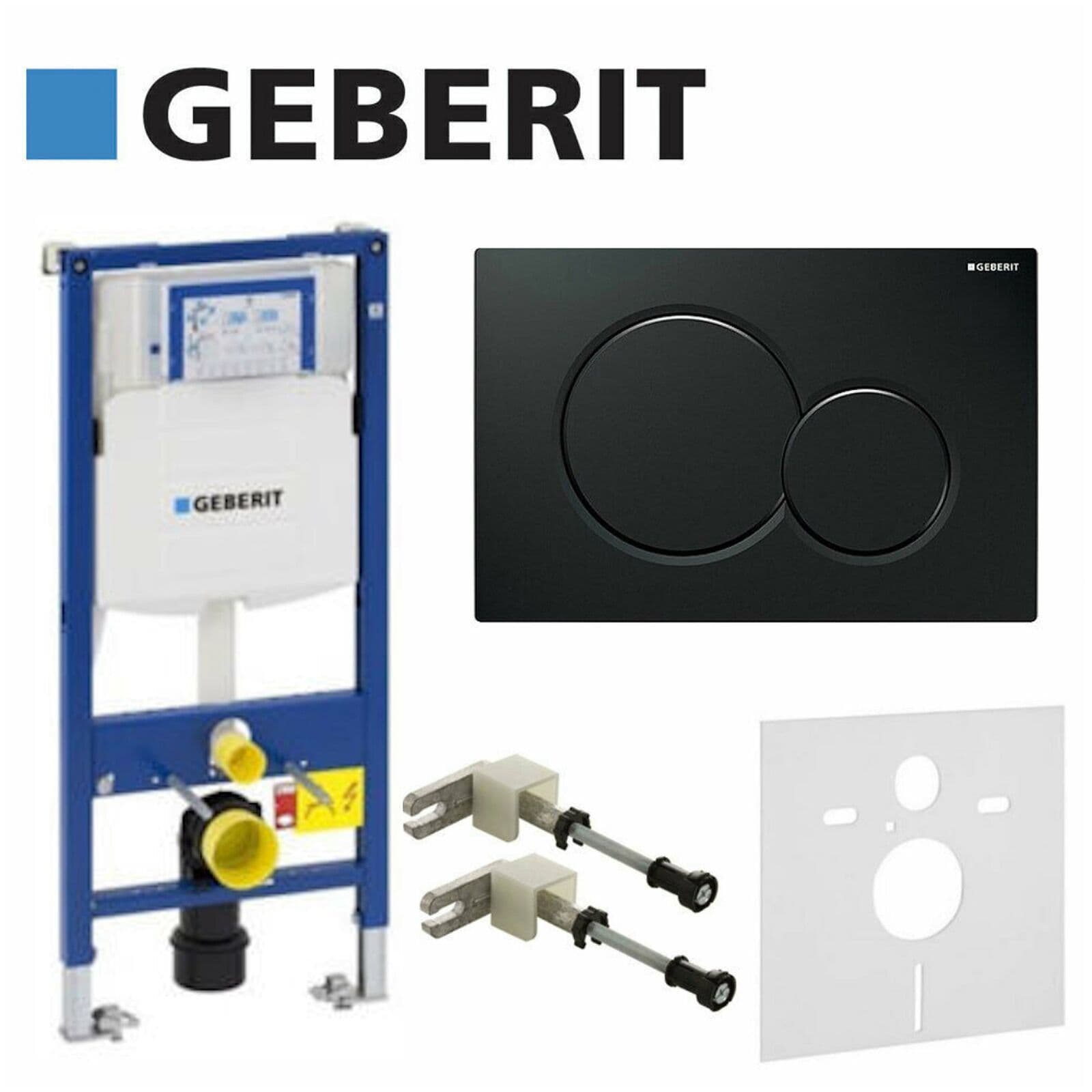 Geberit UP320 DUOFIX WC Cistern Frame 1 12m Sigma 01 Black Dual Flush Plate