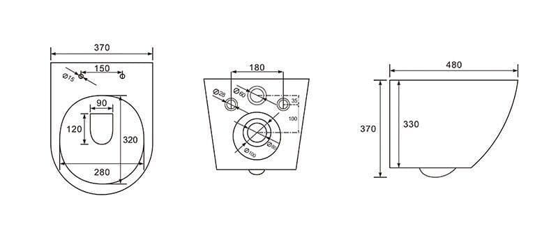 GEBERIT UP720 8cm WC wall hung toilet frame plate rimless WC soft close ...