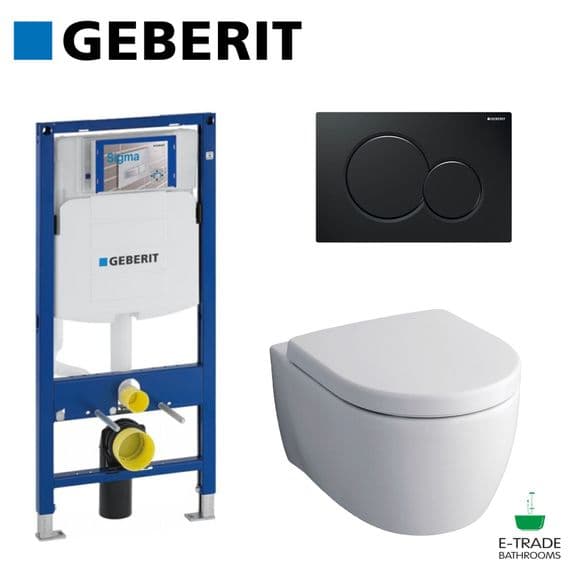 GEBERIT UP720 FRAME Sigma01 Plate iCon WALL HUNG RIMLESS WC SOFT ...