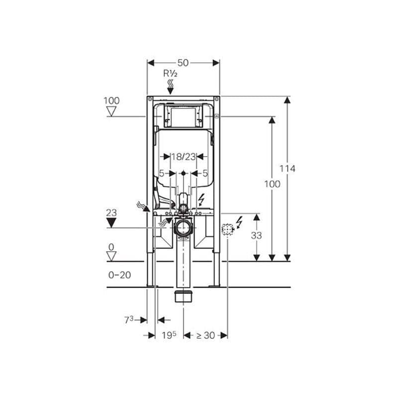 GEBERIT UP720 TOILET WC SLIM FRAME 8cm SIGMA 01 BLACK FLUSH PLATE ...