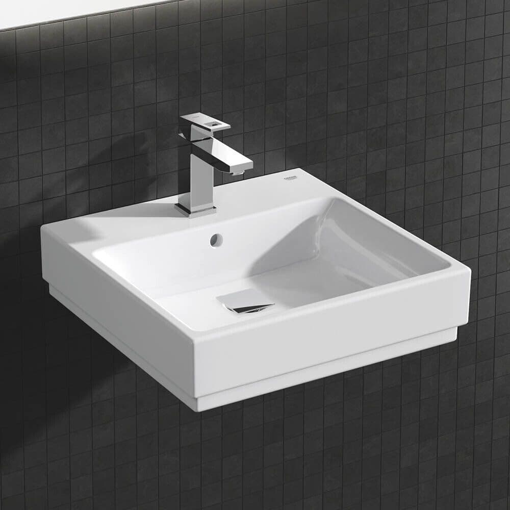 GROHE CUBE BASIN WITH PUREGUARD COATING EUROCUBE MIXER TAP WASTE PLUG ...