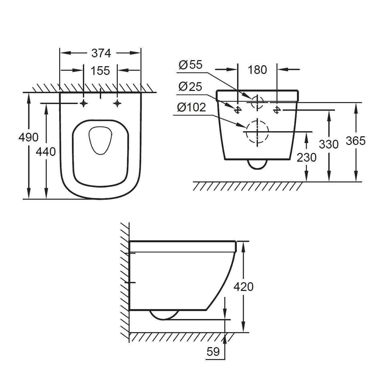 GROHE EURO CERAMIC RIMLESS WALL HUNG WC TOILET PURE GUARD WITH SOFT ...