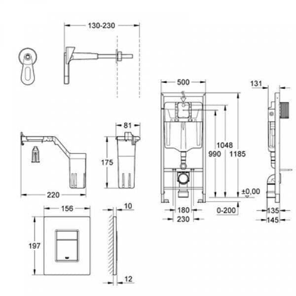 GROHE RAPID SL FRAME 5in1 with WALL HUNG RIMLESS WC QUALITY SOFT ...