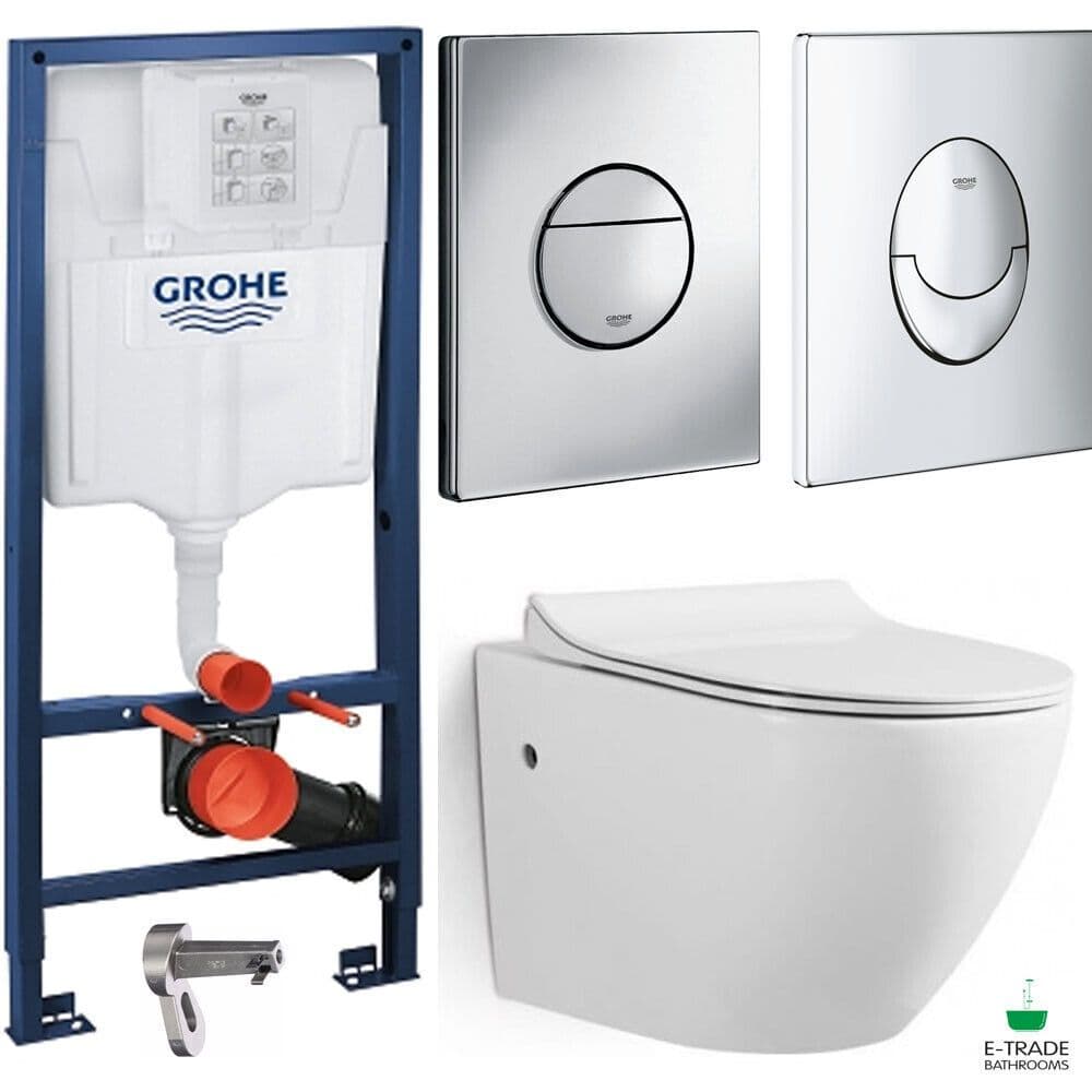 GROHE Rapid SL Frame Brackets Flush Plate Wall Hung Rimless WC Toilet ...
