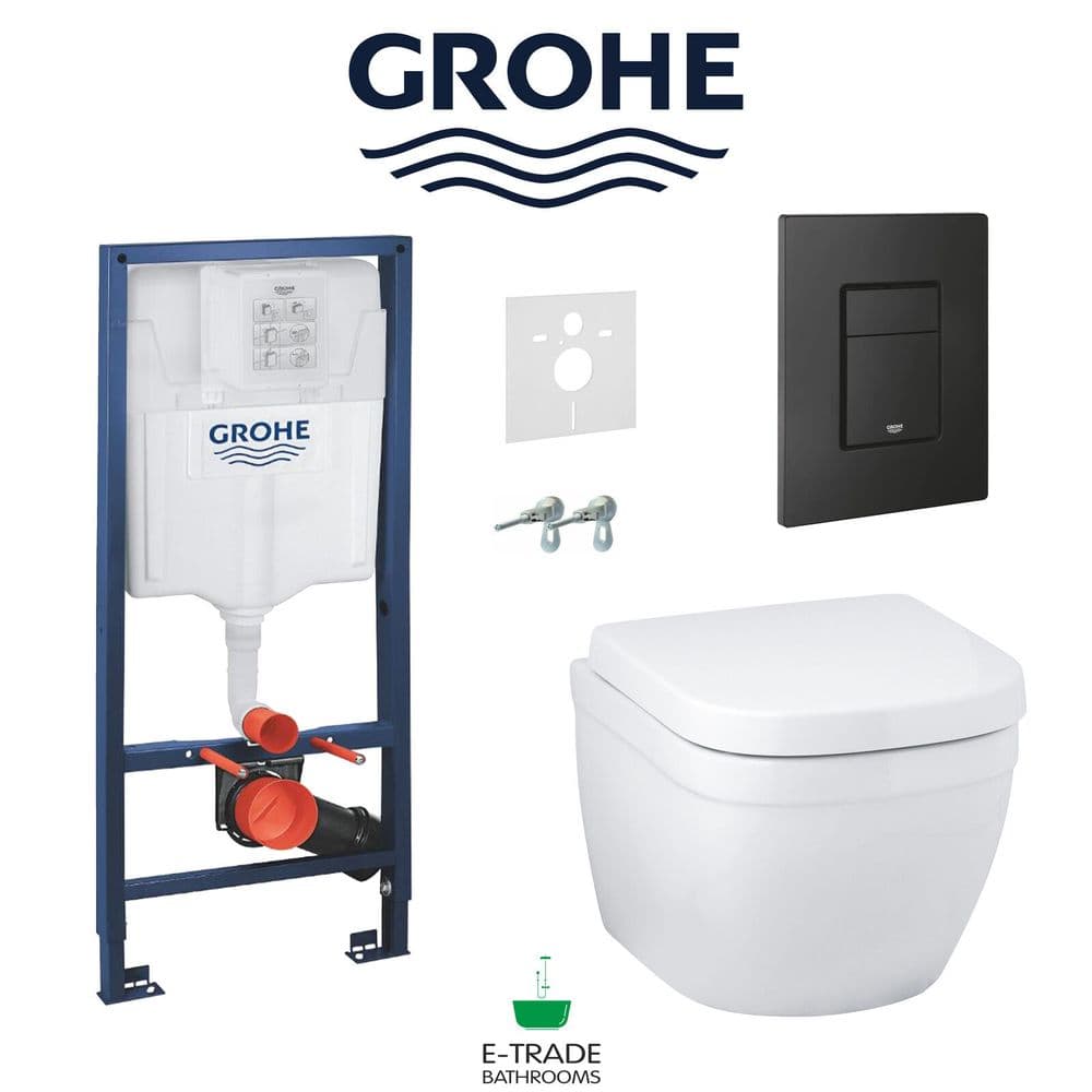 GROHE Rapid SL Frame EVEN Matt Black Plate Euro Ceramic Wall Hung ...