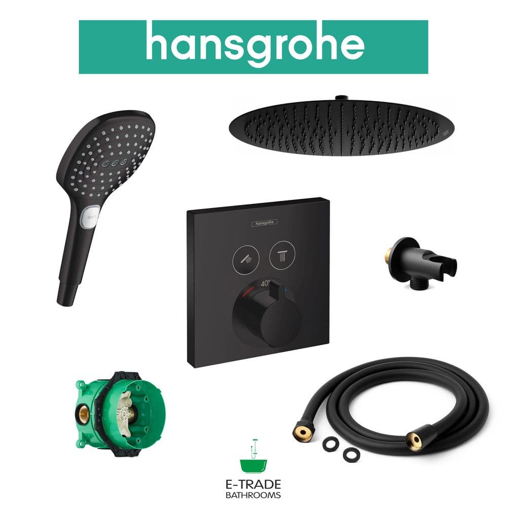 HANSGROHE Showerselect E Shower Set 2 Way Mixer 30cm Head Wall Arm Hose ...