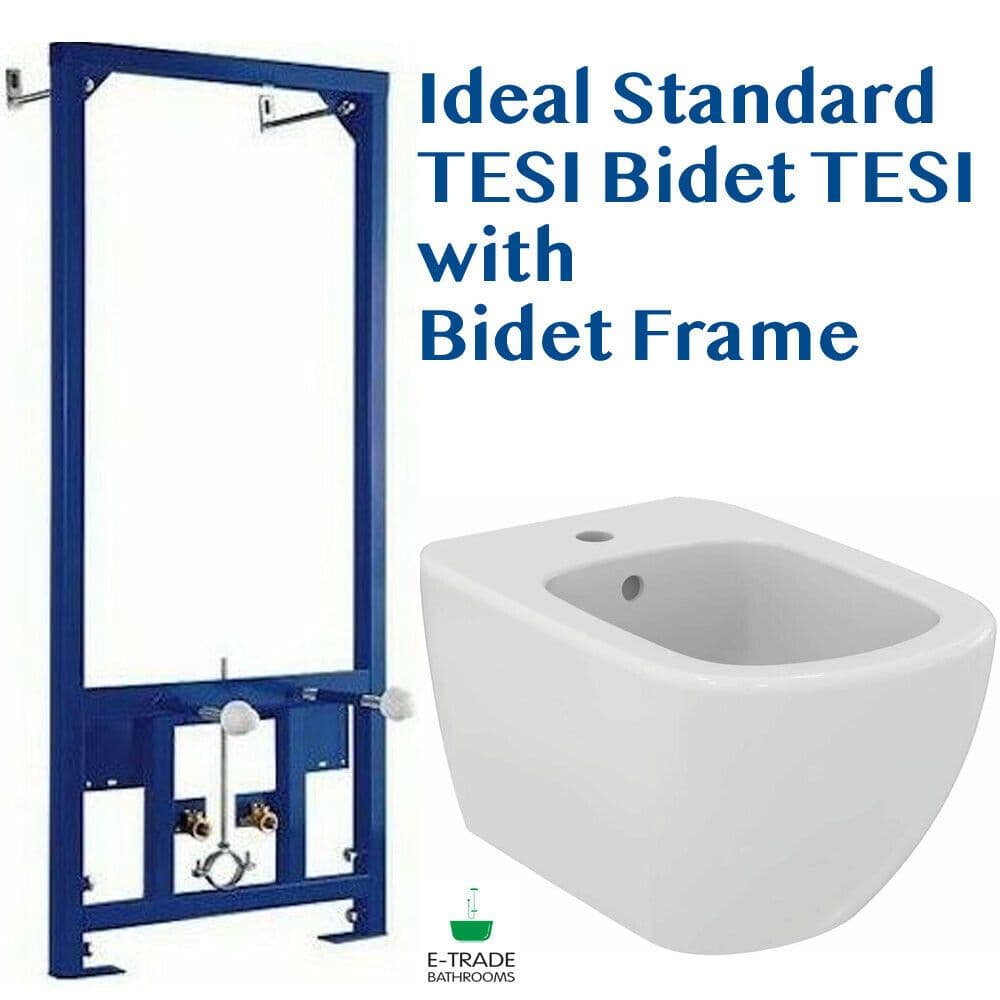 Ideal Standard Wall Hung Bidet TESI with Universal Concealed Bidet Frame