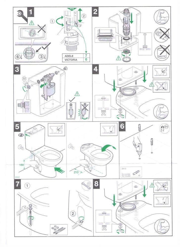 ROCA Dual Flush Drop Valve Syphon AH0004100R Complete Mechanism Half ...