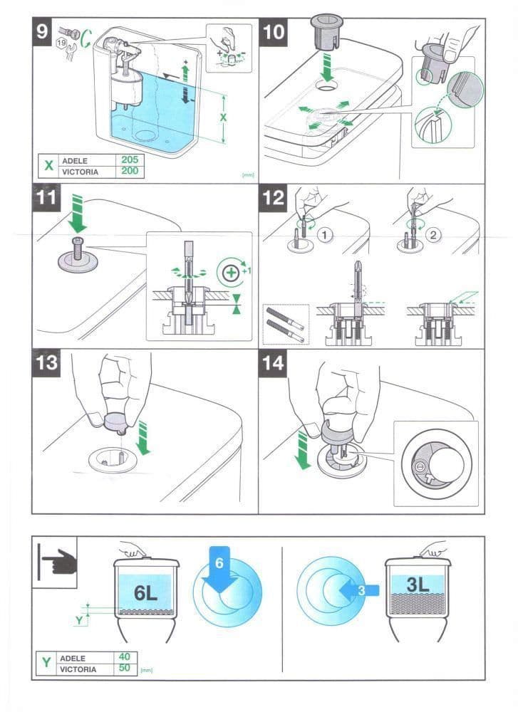 ROCA Dual Flush Drop Valve Syphon AH0004100R Complete Mechanism Half ...