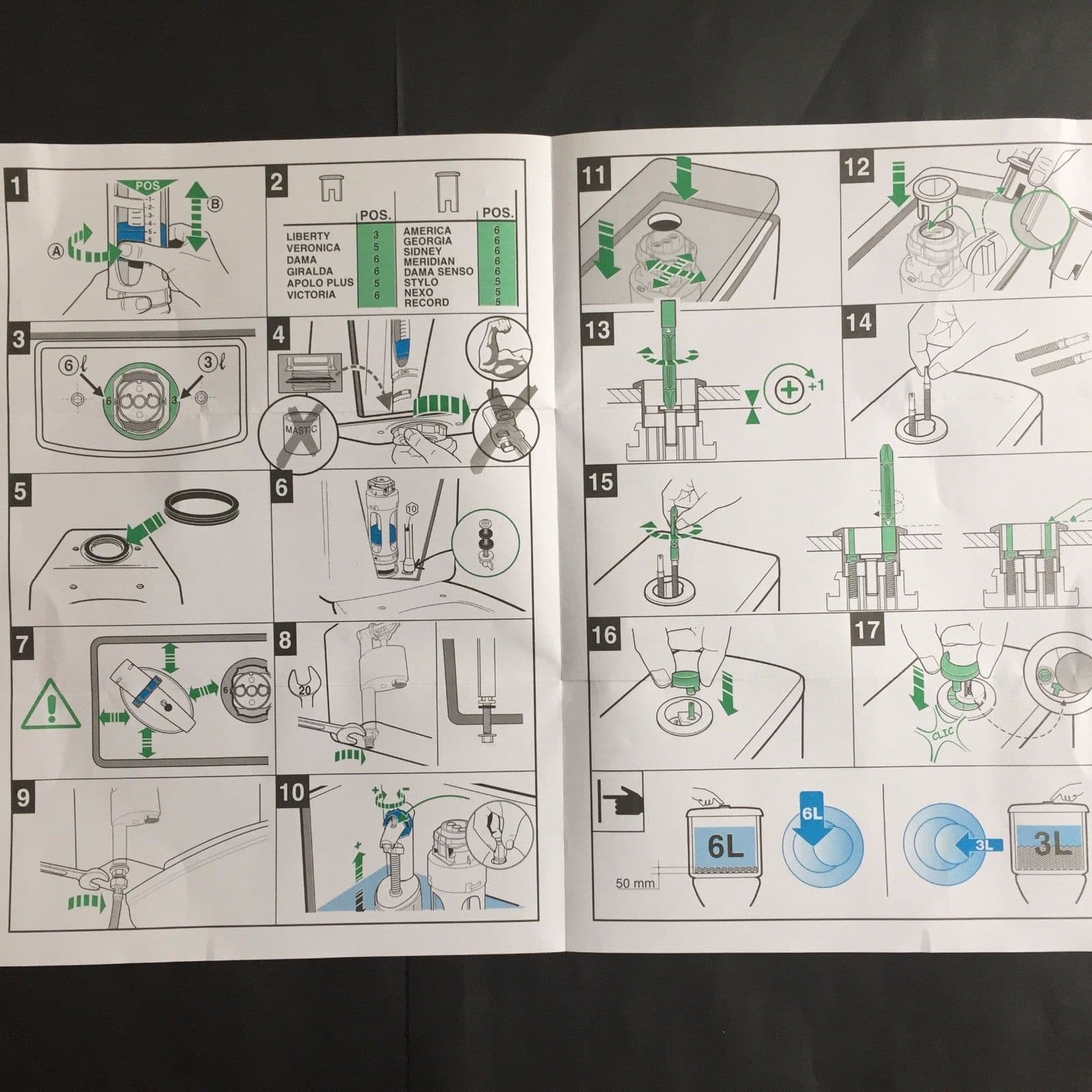 ROCA Dual Flush Drop Valve Syphon AH0004900R Complete Mechanism Half ...
