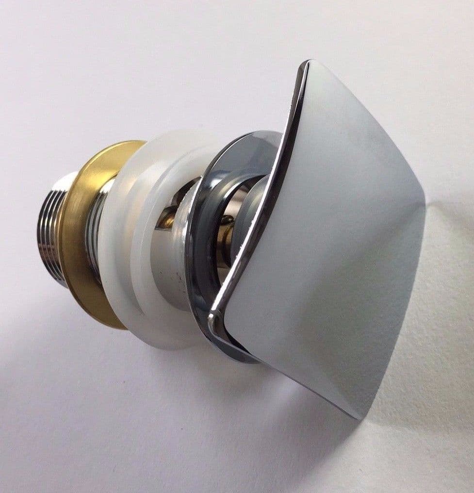 Square Chrome Basin Waste CLICK CLACK Pop Up Sink Plug Coated Brass 70mm