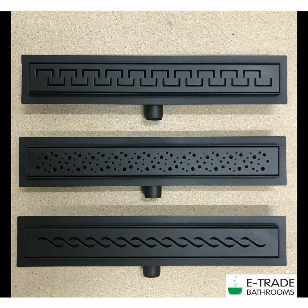 STAINLESS STEEL BLACK LINEAR SHOWER DRAIN WETROOM BATHROOM GULLY TRAP ...