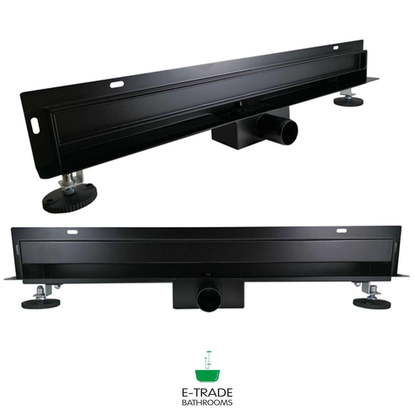 STAINLESS STEEL BLACK LINEAR SHOWER DRAIN WETROOM BATHROOM WALL GULLY ...