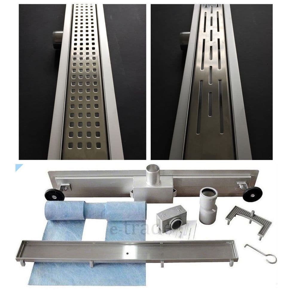 STAINLESS STEEL LINEAR FLOOR SHOWER DRAIN WET ROOM BATHROOM CHANNEL ...