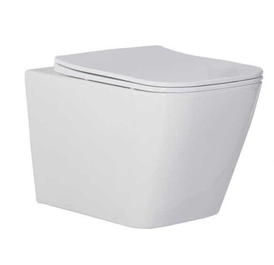 TECE 8cm SLIM FRAME AND FLUSH PLATE WITH RIMLESS WALL HUNG TOILET SOFT ...