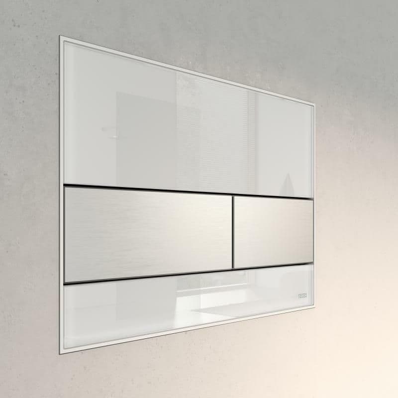 TECE 8cm SLIM FRAME GLASS FLUSH PLATE RIMLESS WALL HUNG TOILET SOFT CLOSING