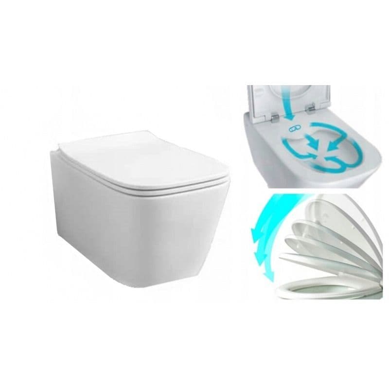 TECE 8cm SLIM TOILET FRAME FLUSH PLATE WALL HUNG RIMLESS WC SOFT ...