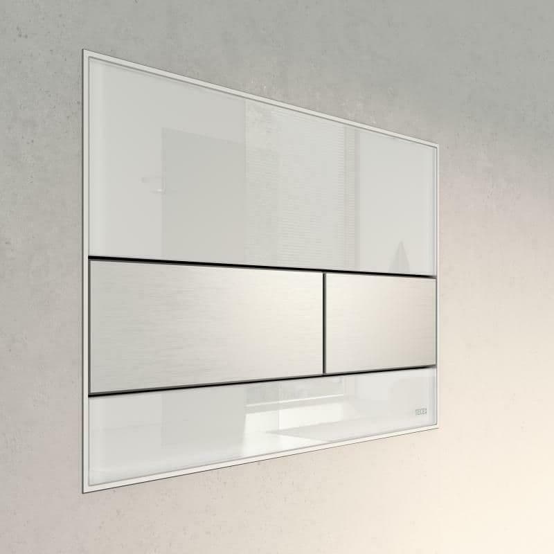 TECE WC SHORT FRAME 82cm GLASS FLUSH PLATE RIMLESS WALL HUNG TOILET ...