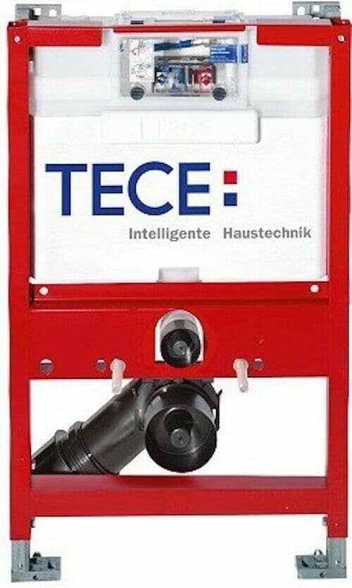 TECE WC SHORT FRAME 82cm GLASS FLUSH PLATE RIMLESS WALL HUNG TOILET ...