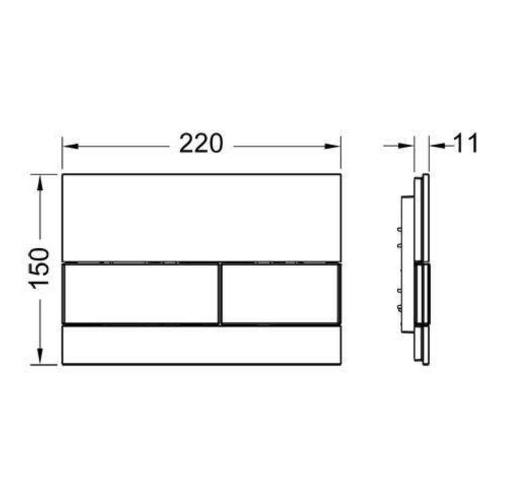 TECE WC SHORT FRAME 82cm GLASS FLUSH PLATE RIMLESS WALL HUNG TOILET ...