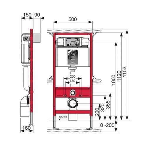 TECE WC TOILET FRAME 1 12 NOW FLUSH PLATE IN BLACK