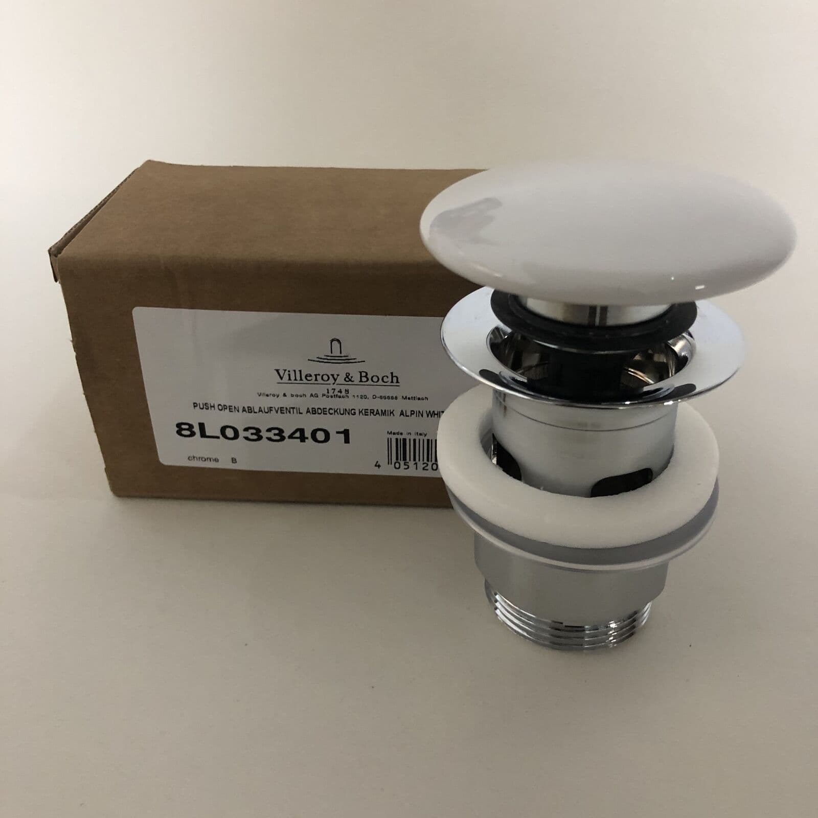 Villeroy & Boch Ceramic Waste Plug Push-Open Click-Clack 8L033401