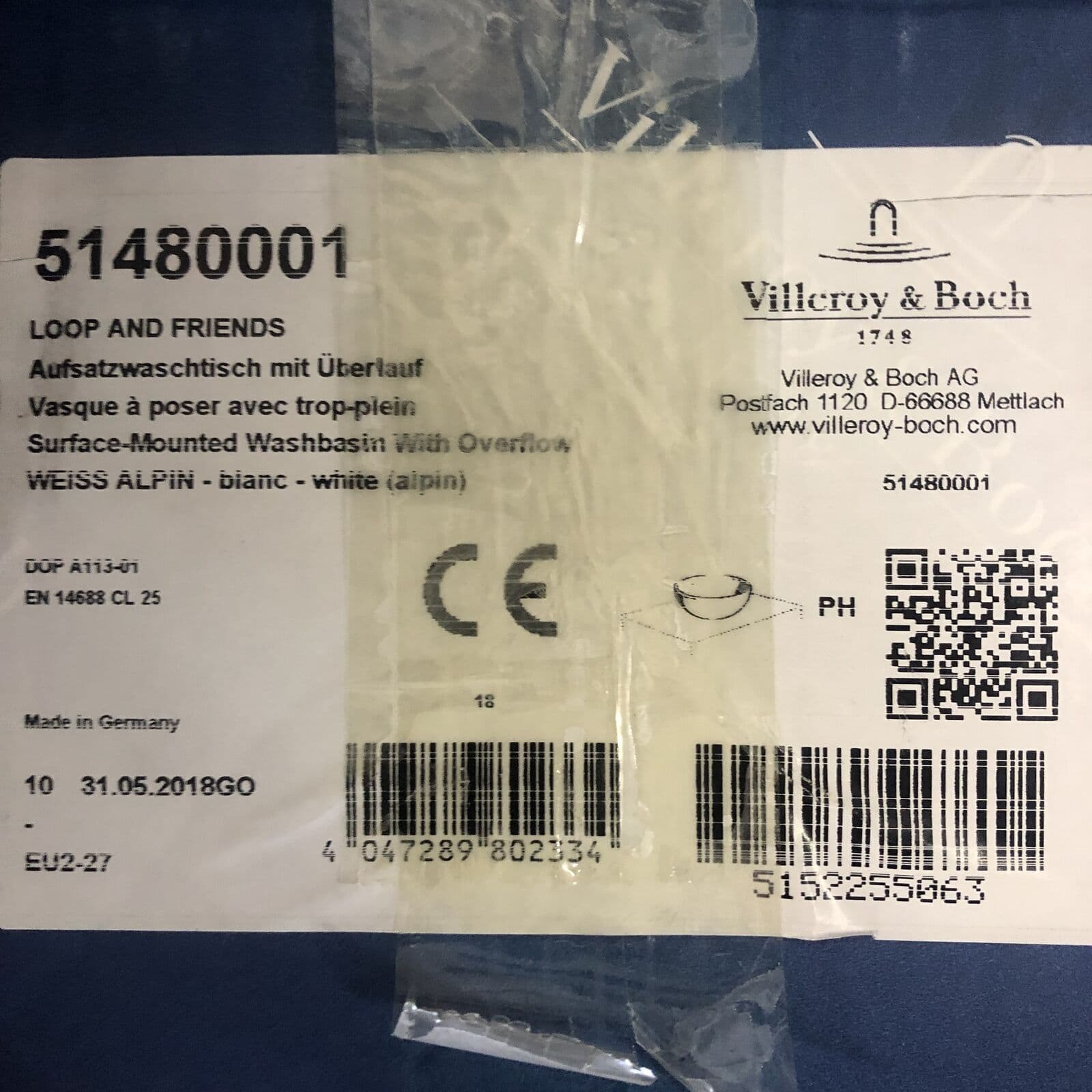 Villeroy & Boch LOOP AND FRIENDS Round Counter Top Basin 380mm 51480001