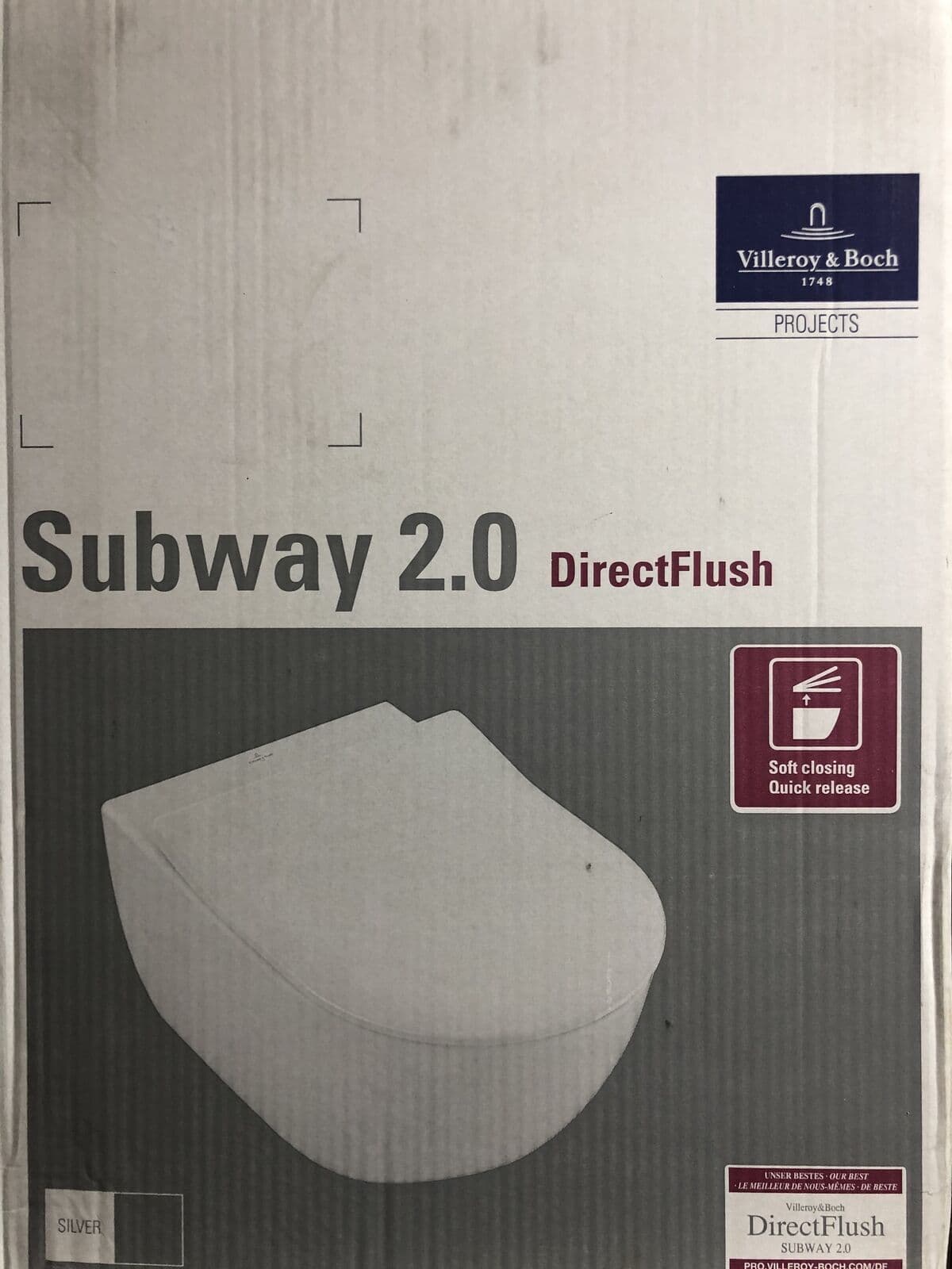 VILLEROY & BOCH SUBWAY 2 0 WC WALL HUNG RIMLESS TOILET SOFT CLOSIN SEAT ...