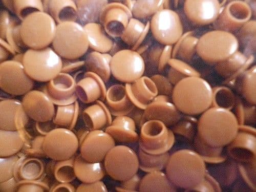 50 Light Brown Plastic 8mm Kitchen Cabinet Hole covers Caps
