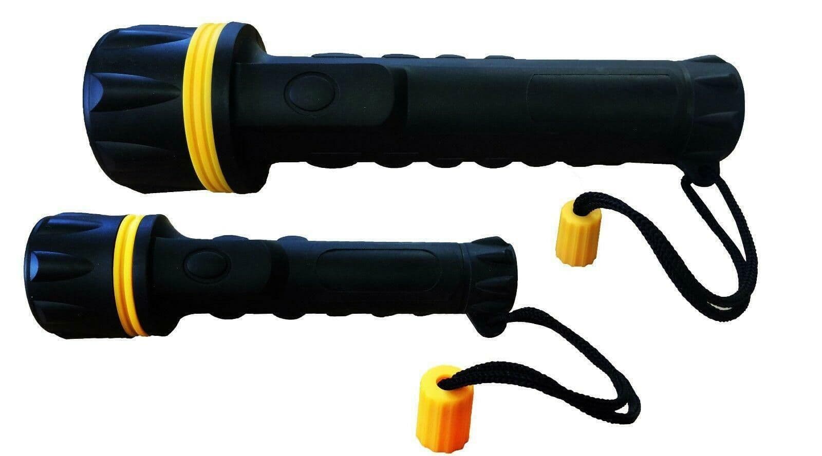 1 MEDIUM and 1 LARGE heavy duty shock resistant 3 LED RUBBER TORCH ...