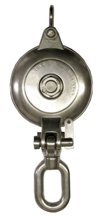 1 5T x 100mm STAINLESS STEEL MARINE LOGGING SNATCH BLOCK with SWIVEL EYE