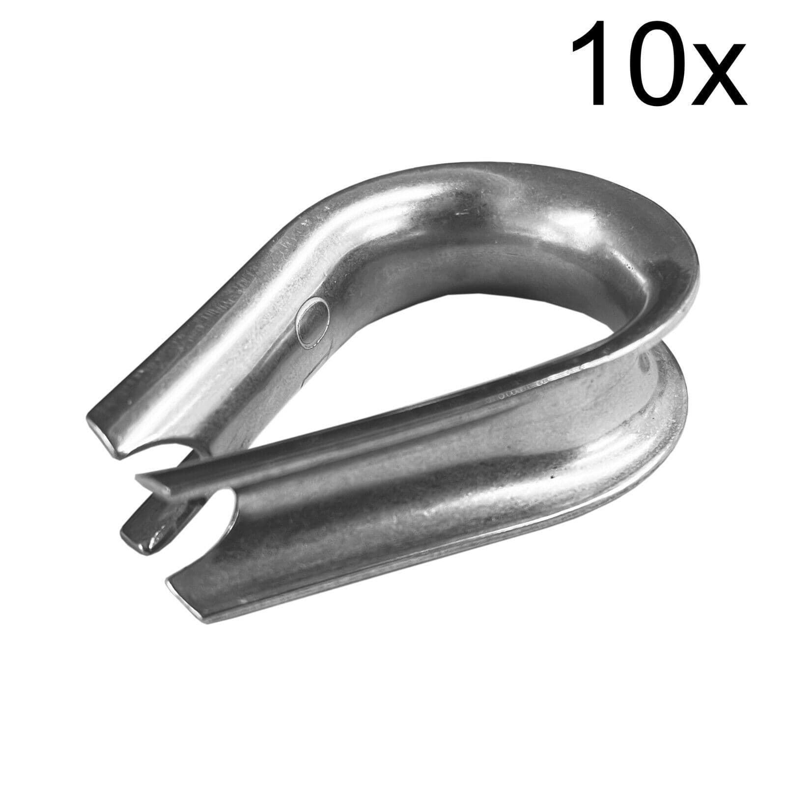 10 x 10mm STAINLESS STEEL ROPE THIMBLES marine yacht boat wire rigging