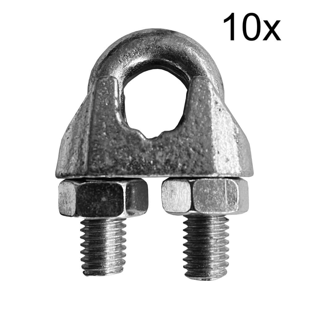 10 x 22mm GALVANISED COMMERCIAL WIRE ROPE GRIPS rigging sling