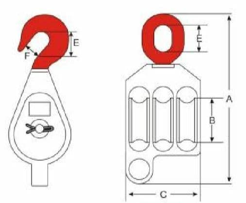 10 x 3 5 Tonne DOUBLE SHEAVE IRON BLOCKS WITH SWIVEL HOOK fishing lifting
