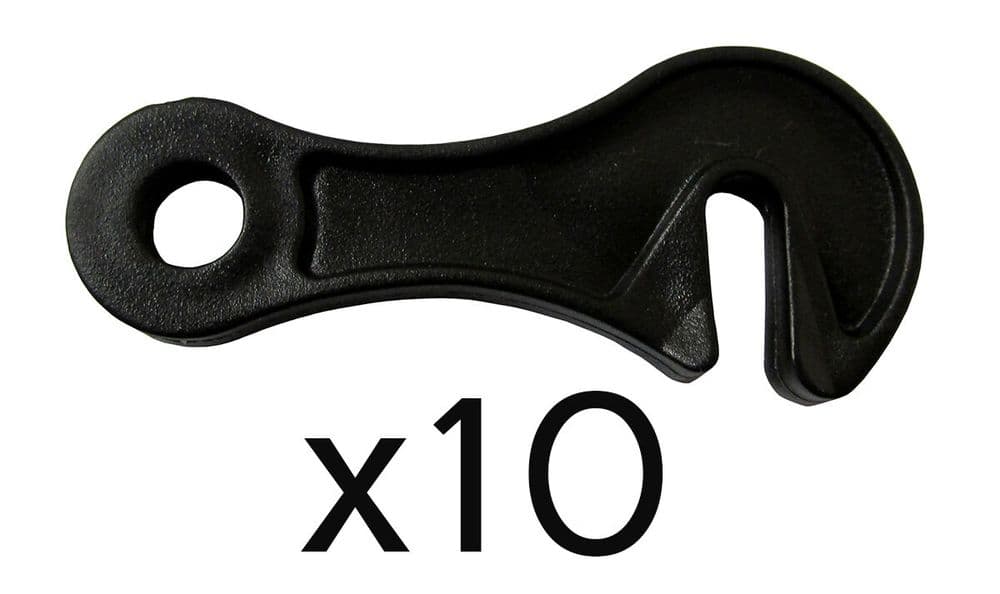 10 x UNIVERSAL BLACK INNER TENT PLASTIC S HOOKS camping hiking caravan