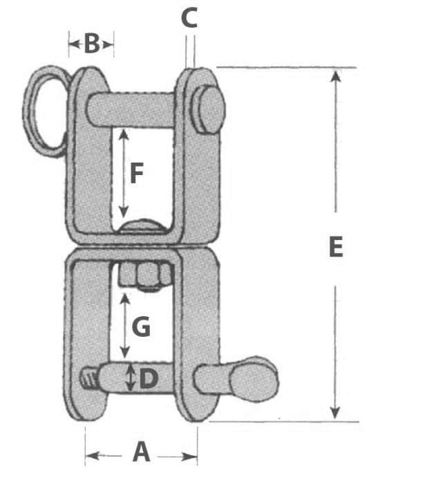 10mm STAINLESS STEEL MARINE STRIP SWIVEL JAW BOTH ENDS yacht boat deck rope